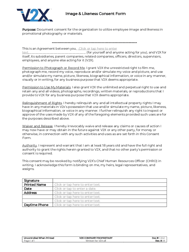 Fillable Online Image & Likeness Consent Form Fax Email Print - pdfFiller