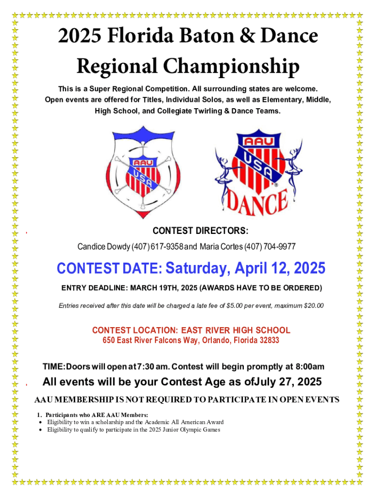 Fillable Online 2025 Florida Baton & Dance Regional Championship Fax Email Print - pdfFiller