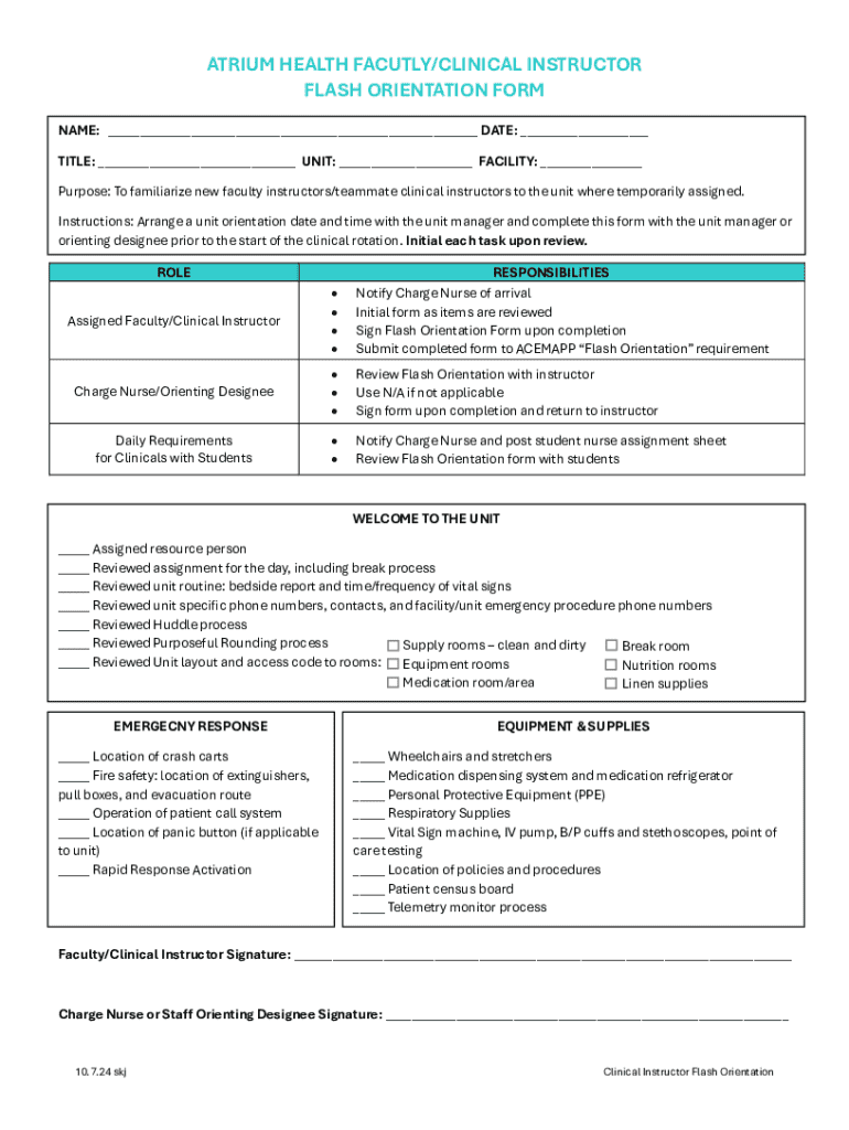 Fillable Online Flash Orientation Form Fax Email Print - pdfFiller