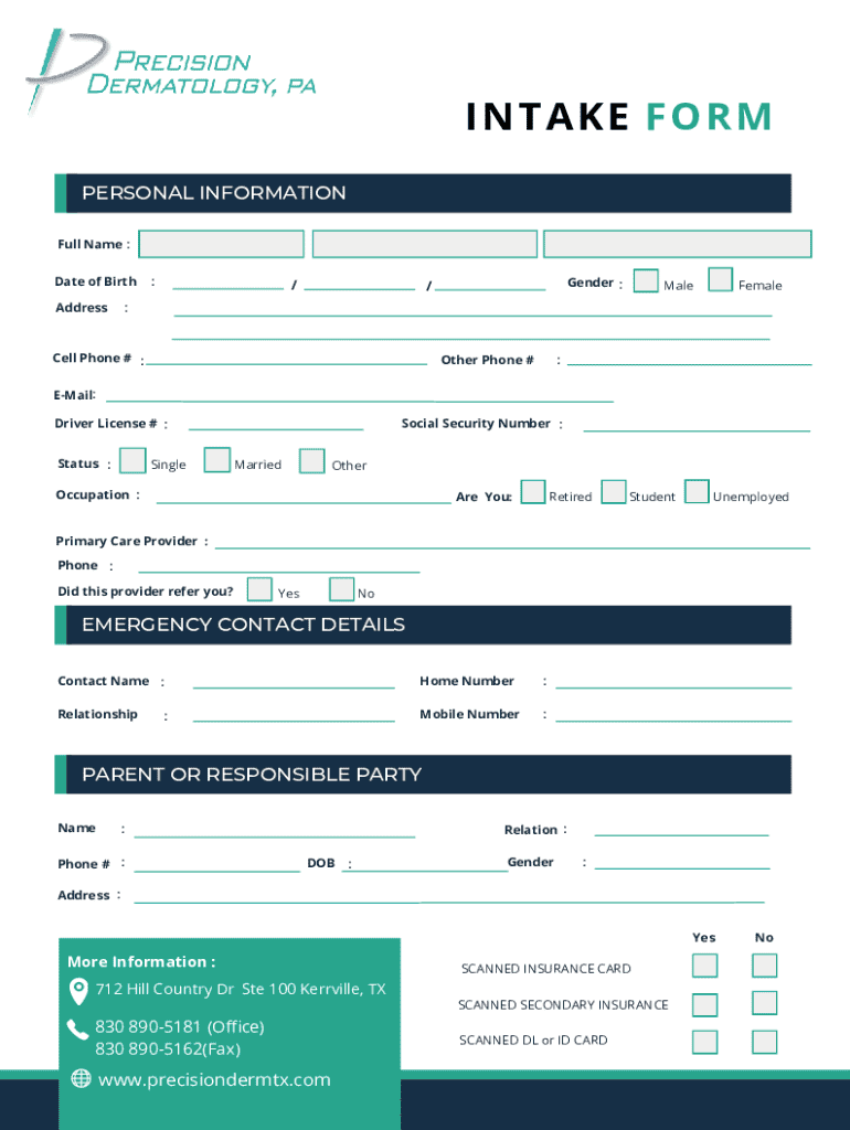 Fillable Online Patient Intake Form Fax Email Print - pdfFiller