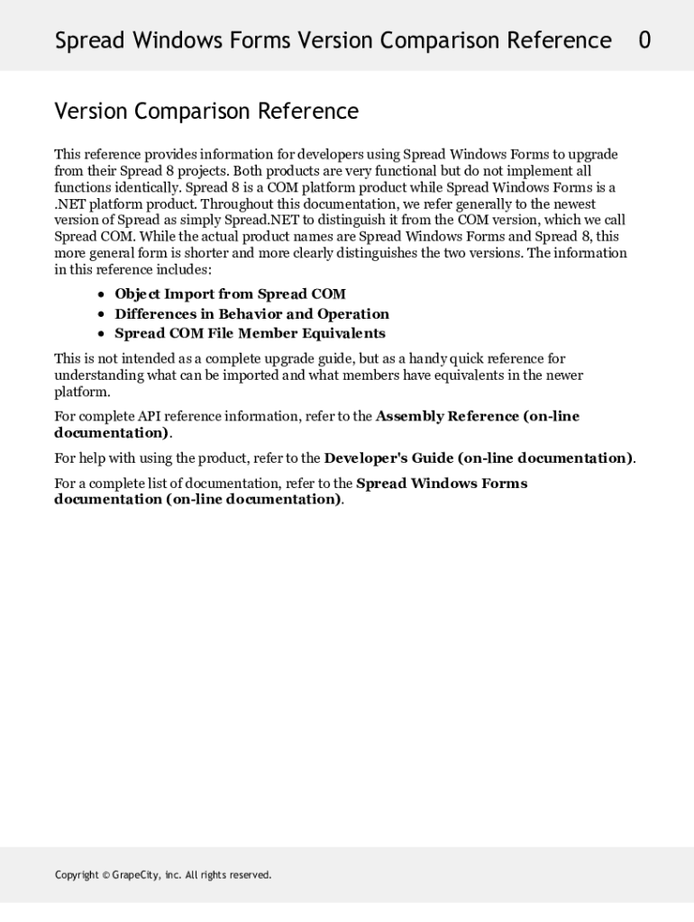 Fillable Online Version Comparison Reference Fax Email Print - pdfFiller