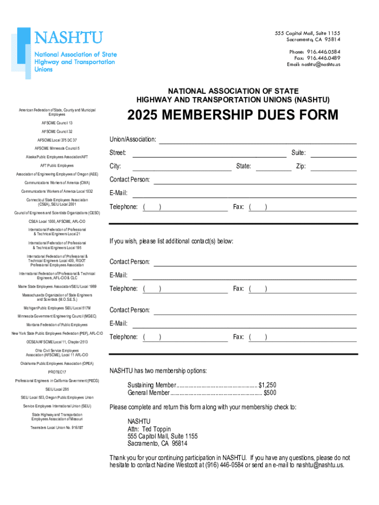 Fillable Online 2025 Membership Dues Form Fax Email Print - pdfFiller