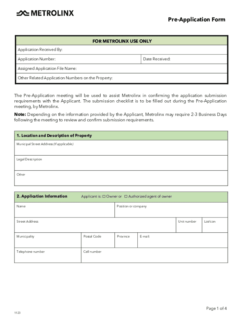 Fillable Online Pre-application Form Fax Email Print - pdfFiller