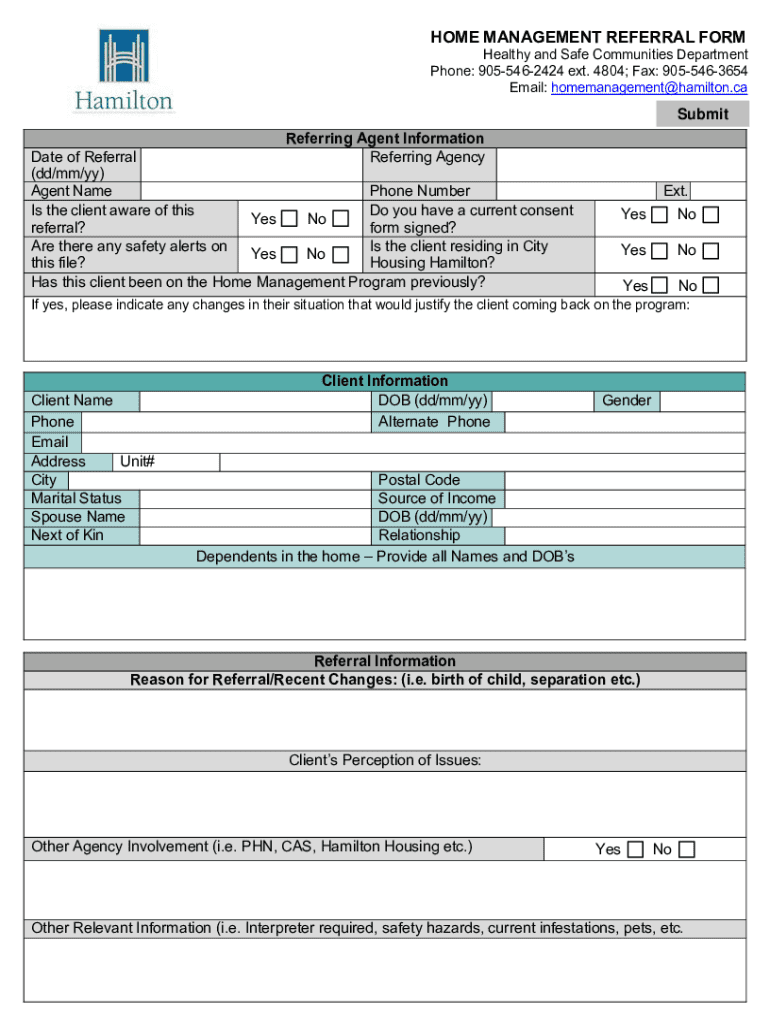 Fillable Online Home Management Referral Form Fax Email Print - pdfFiller