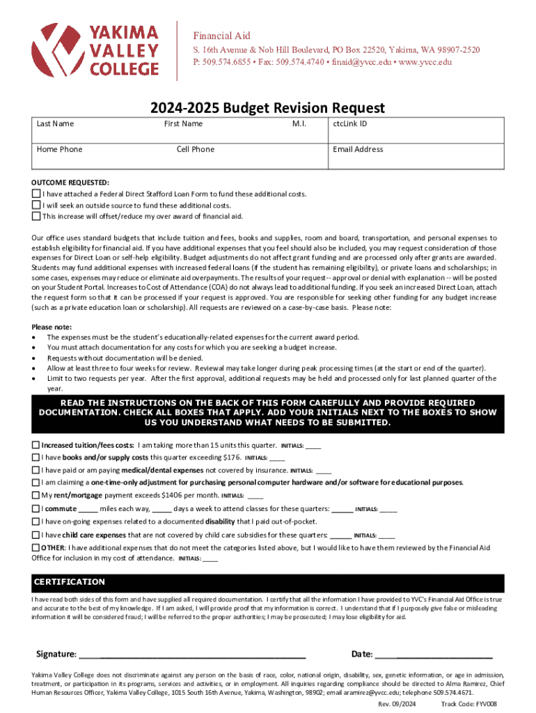 Fillable Online Budget Revision Request Fax Email Print - pdfFiller