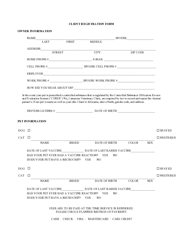 Fillable Online Client Registration Form Fax Email Print - pdfFiller