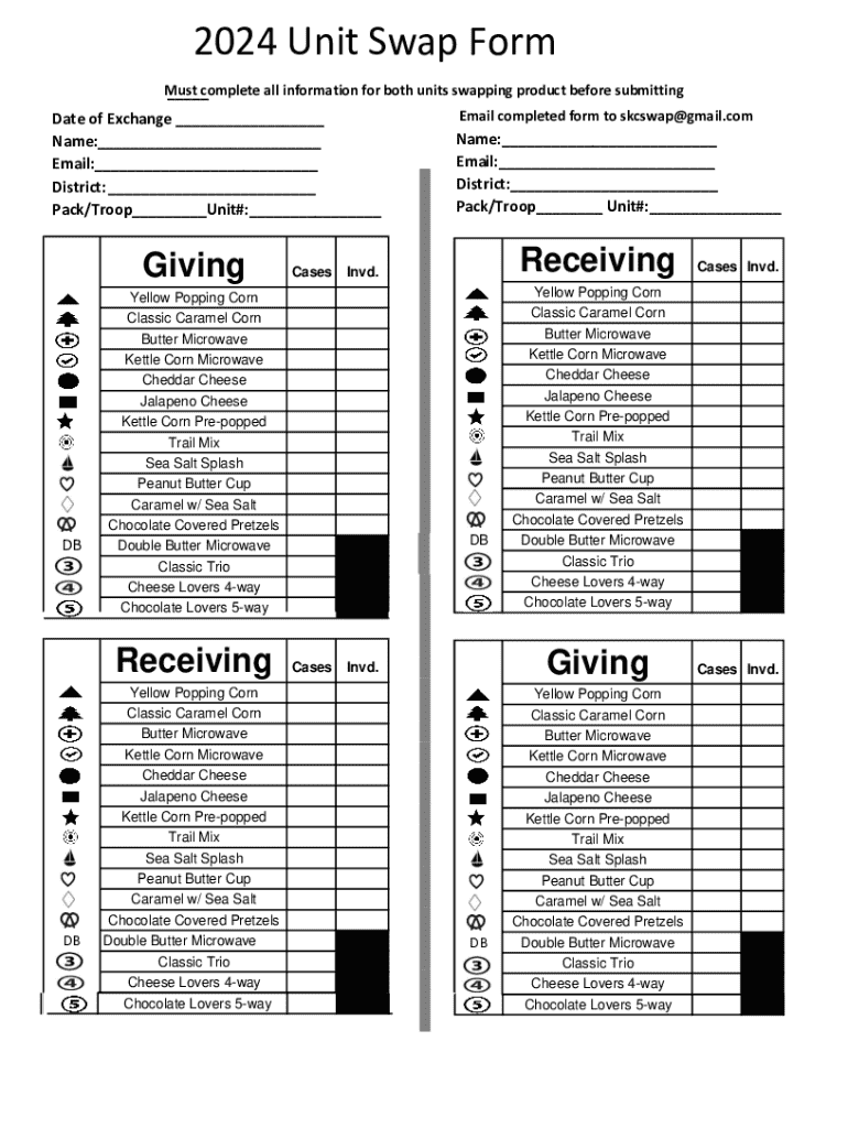 Fillable Online 2024 Unit Swap Form Fax Email Print - pdfFiller