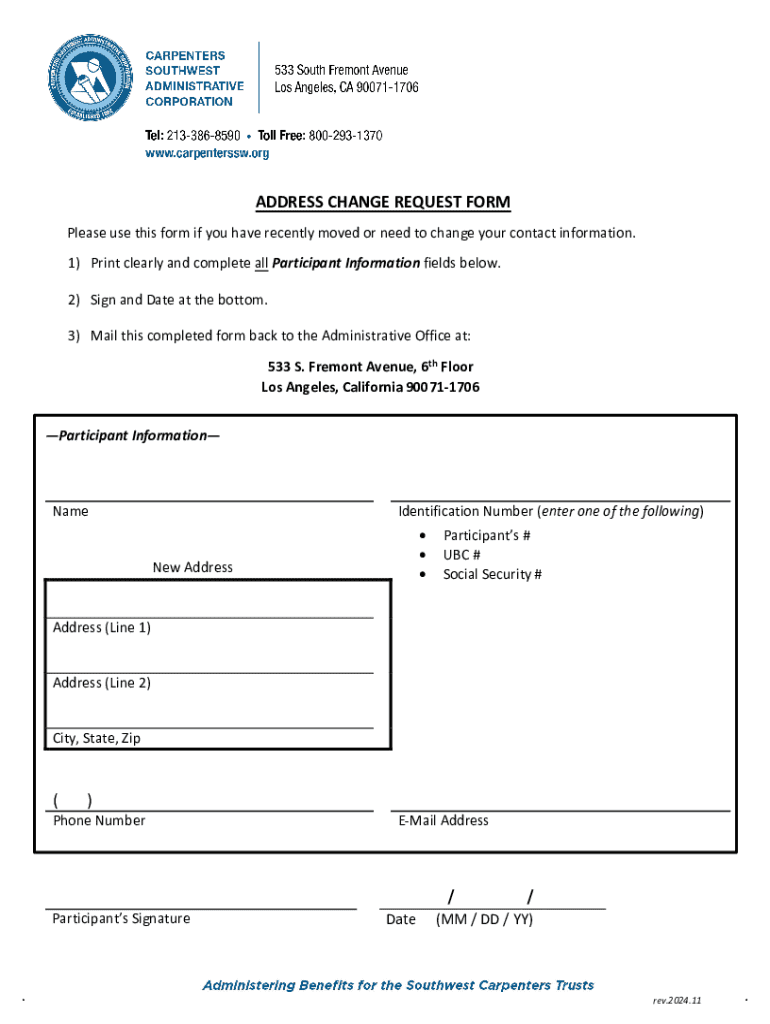 Fillable Online Address Change Request Fax Email Print - pdfFiller