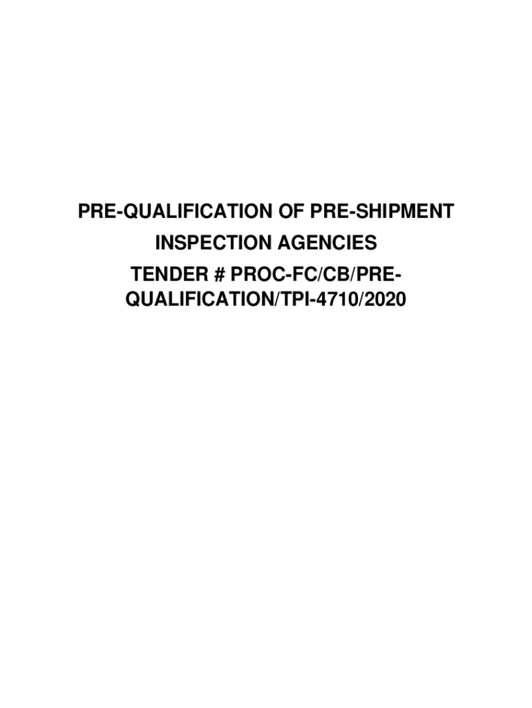 Fillable Online Tender # Proc-fc/cb/prequalification/tpi-4710/2020 Fax ...