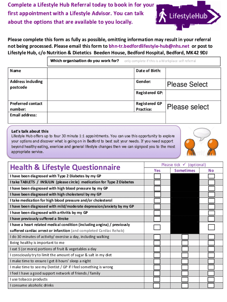Fillable Online Lifestyle Hub [self] Referral Form Fax Email Print - pdfFiller