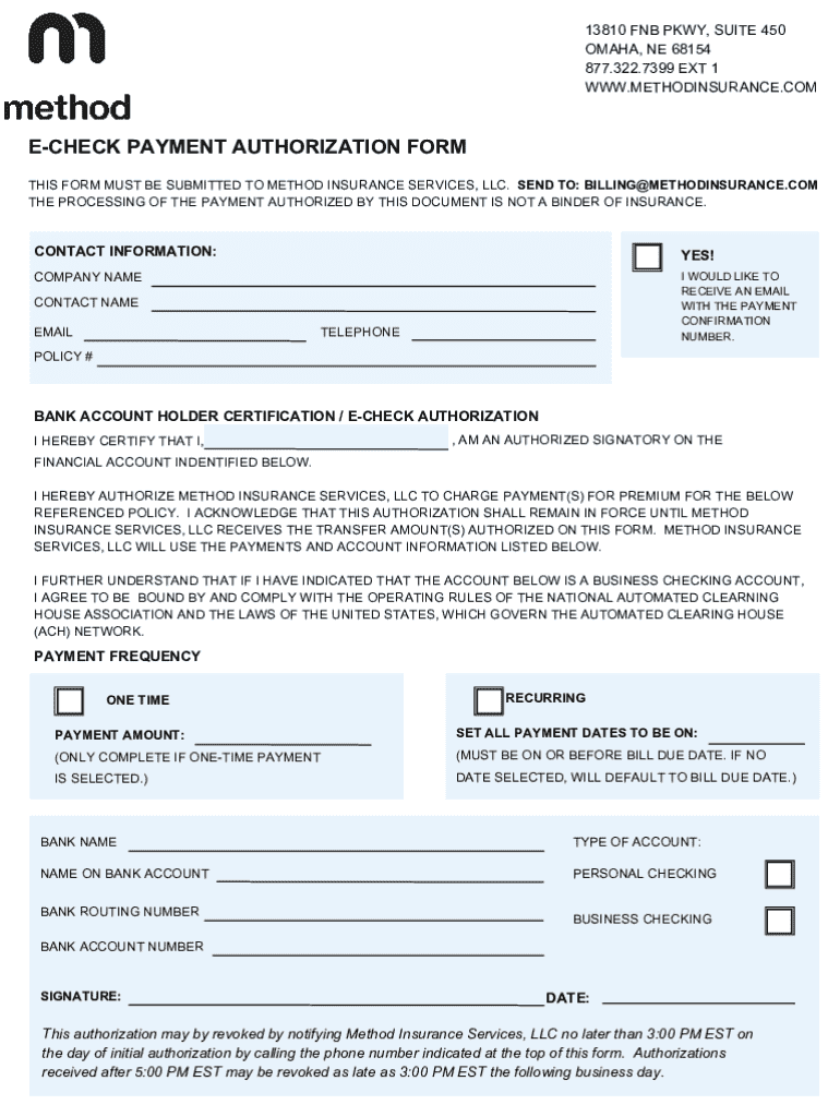 Fillable Online E-check Payment Authorization Fax Email Print - pdfFiller