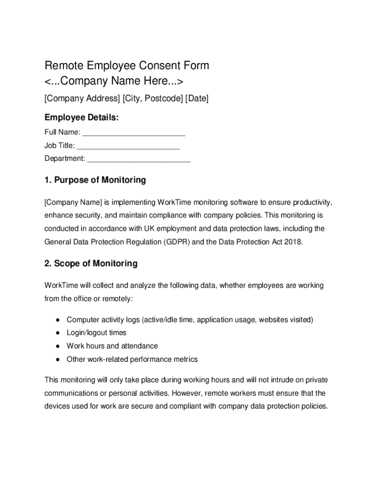 Fillable Online Remote Employee Consent Form Fax Email Print - pdfFiller