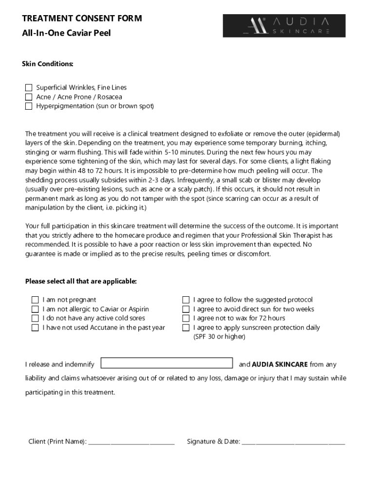 Fillable Online All-in-one Caviar Peel Consent Fax Email Print - pdfFiller