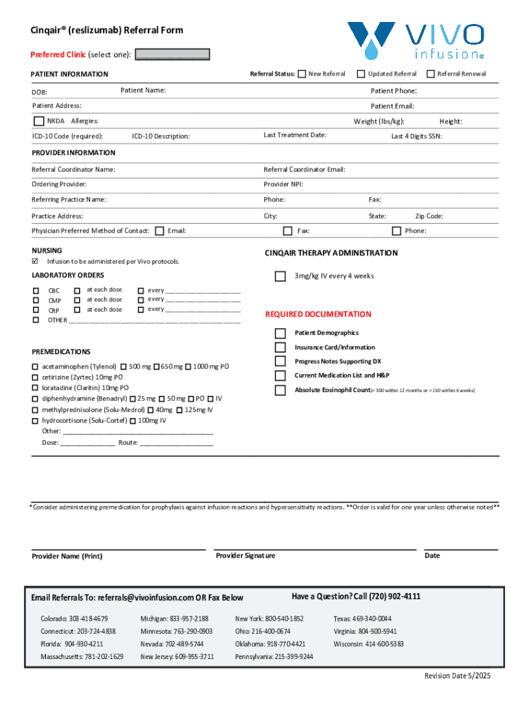Fillable Online Cinqair® Referral Form Fax Email Print - pdfFiller