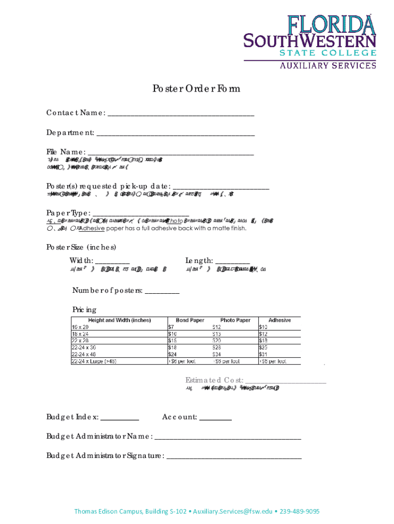 Fillable Online Poster Order Form Fax Email Print - pdfFiller