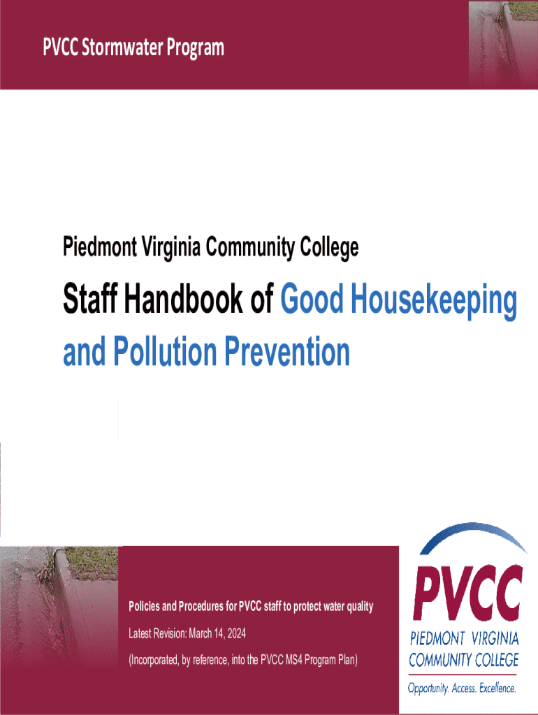 Fillable Online Staff Handbook of Good Housekeeping and Pollution ...