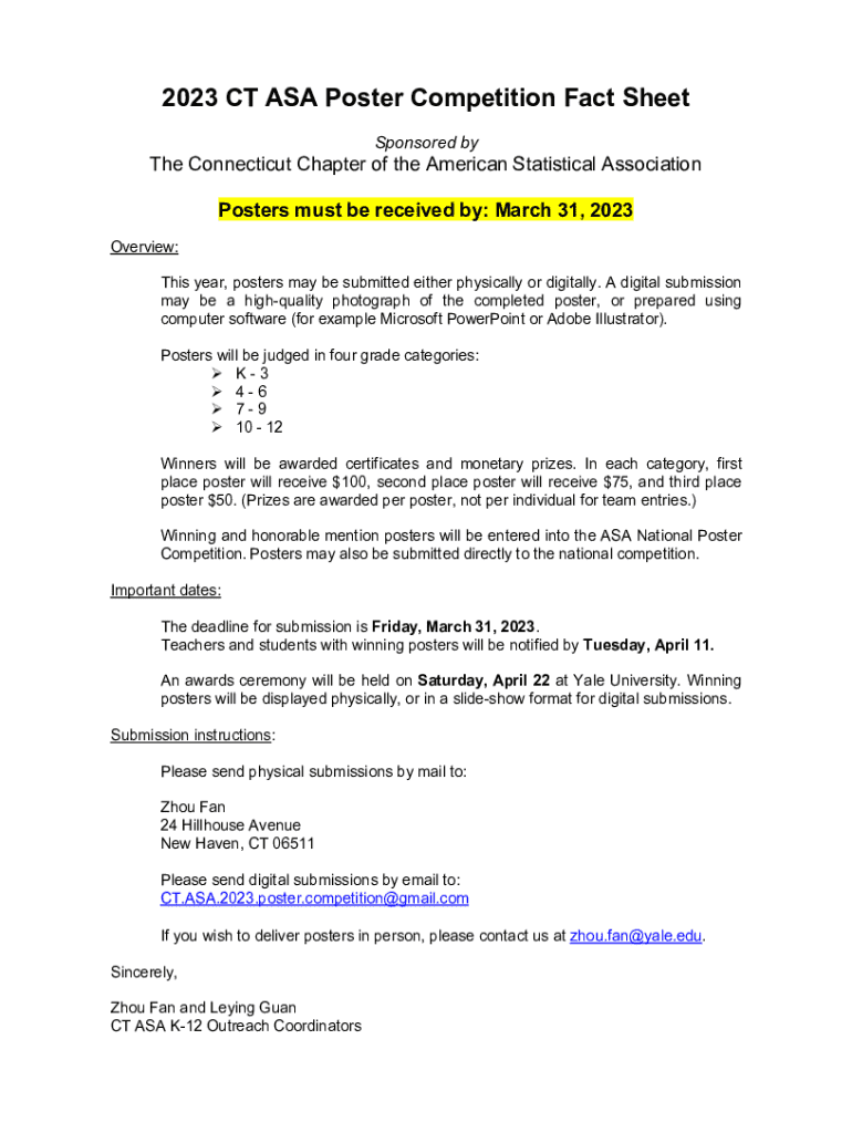 Fillable Online 2023 Ct Asa Poster Competition Fax Email Print - pdfFiller