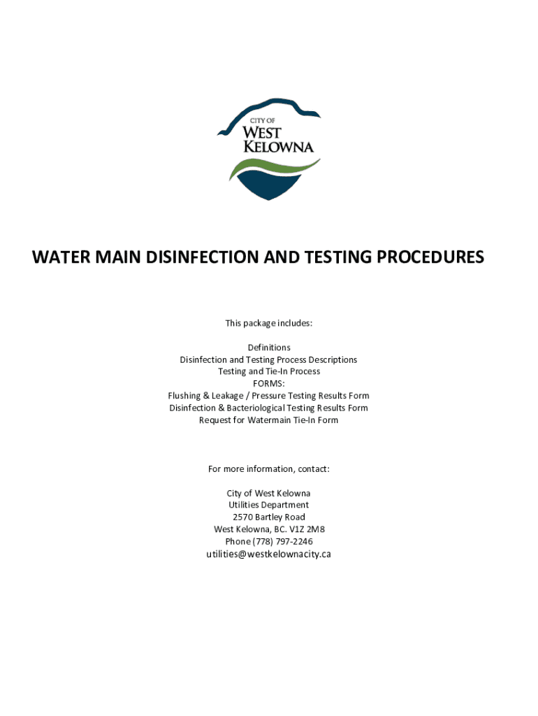 Fillable Online Water Main Disinfection and Testing Procedures Fax ...