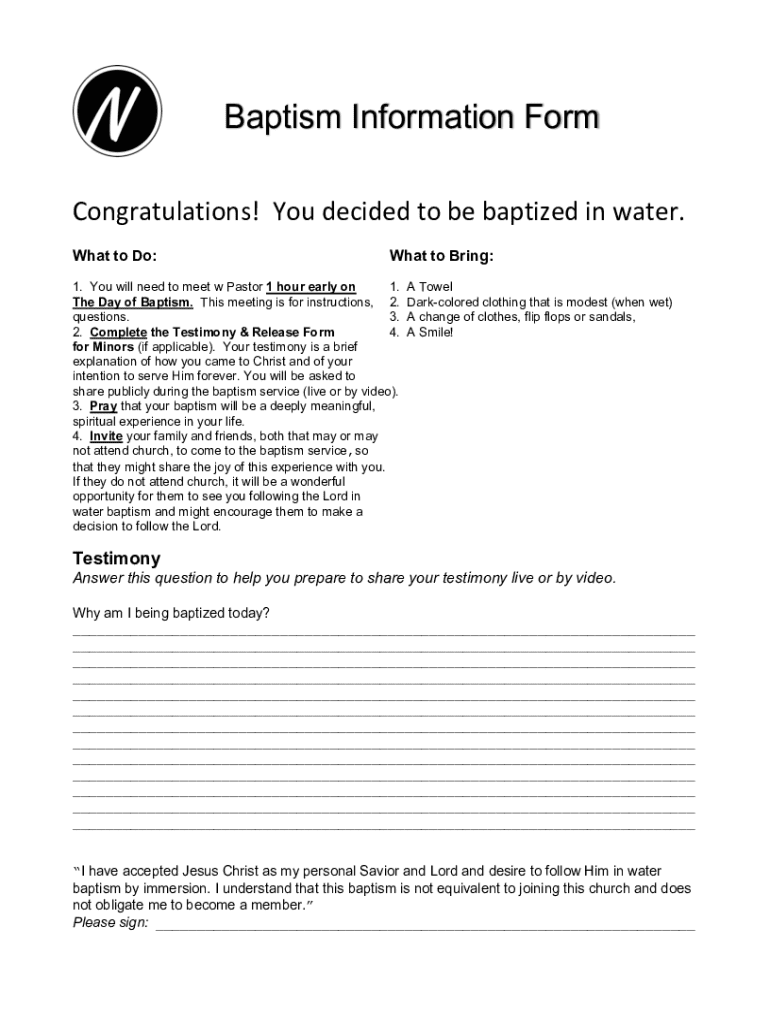 Fillable Online Baptism Information Fax Email Print - pdfFiller