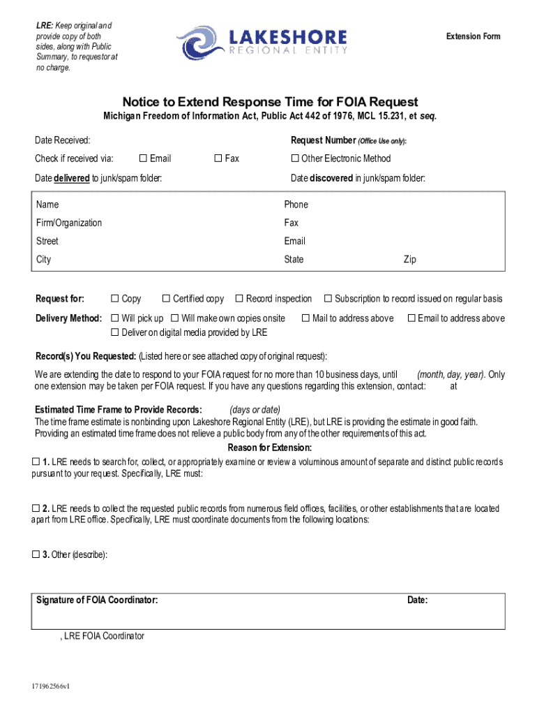 Fillable Online Notice to Extend Response Time for Foia Request Fax Email Print - pdfFiller