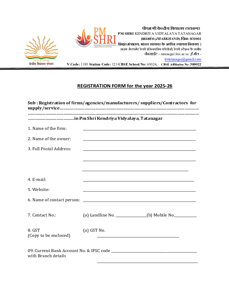 Fillable Online Registration Form for Firms/agencies at Pm Shri ...