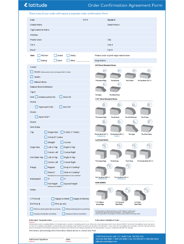 Fillable Online Order Confirmation Agreement Fax Email Print - pdfFiller