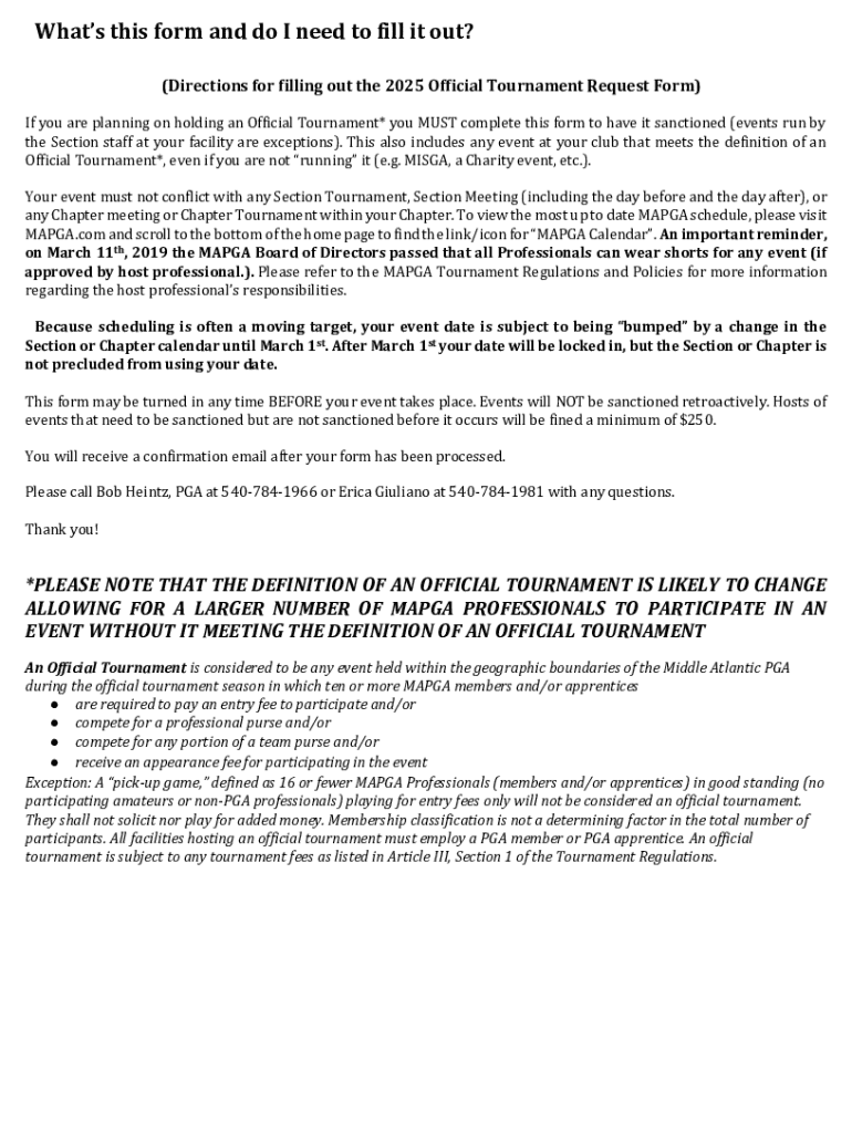 Fillable Online 2025 Mapga Official Tournament Request Fax Email Print ...