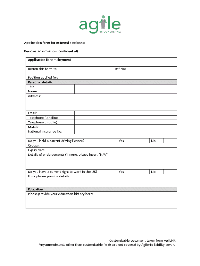 Application for External Applicants Doc Template | pdfFiller