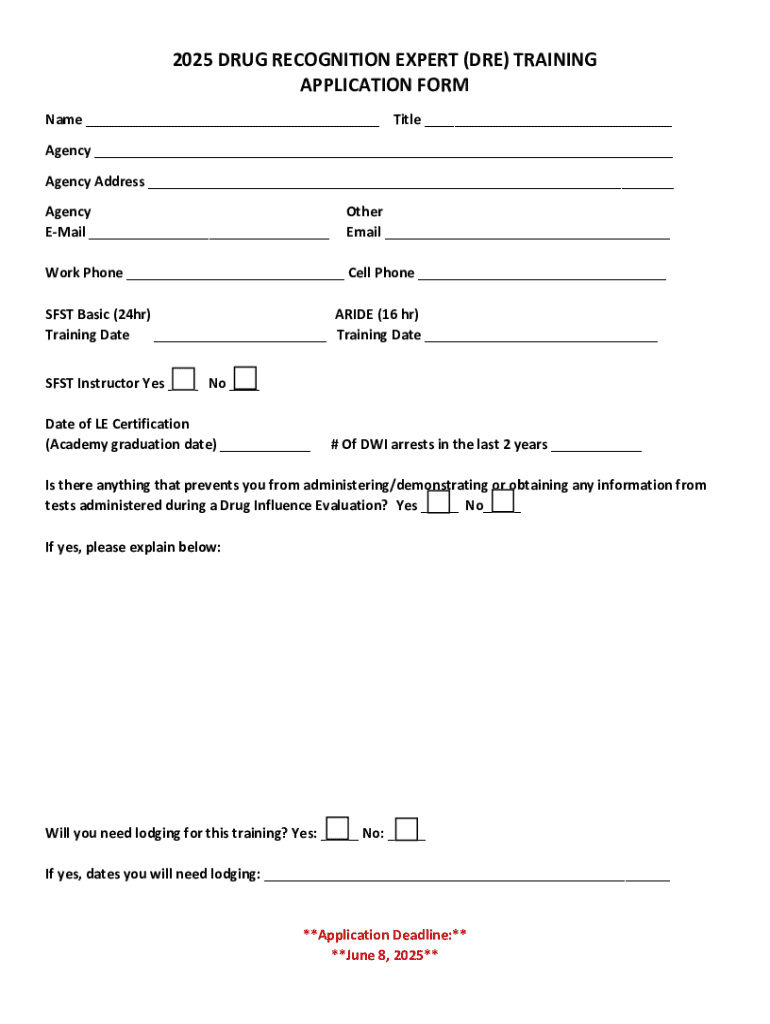 Fillable Online Drug Recognition Expert Course Application Fax Email ...