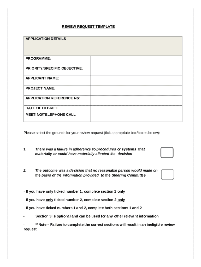 Review Request Template Doc Template | pdfFiller