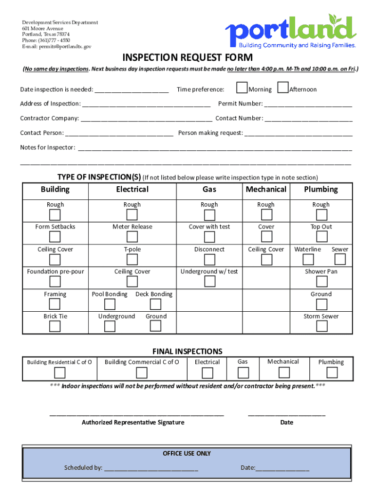 Fillable Online Inspection Request Fax Email Print - pdfFiller