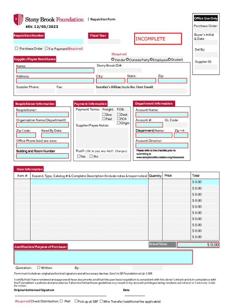 Fillable Online Purchase Order Requisition Form Fax Email Print - pdfFiller