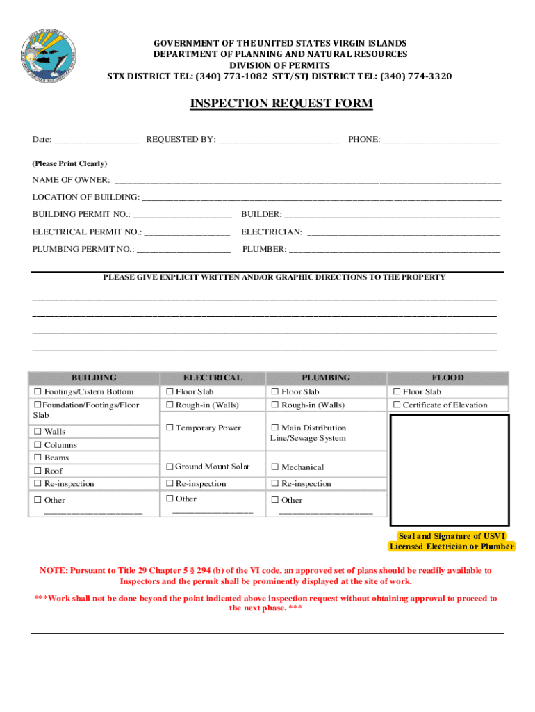 Fillable Online Inspection Request for Building Projects Fax Email ...