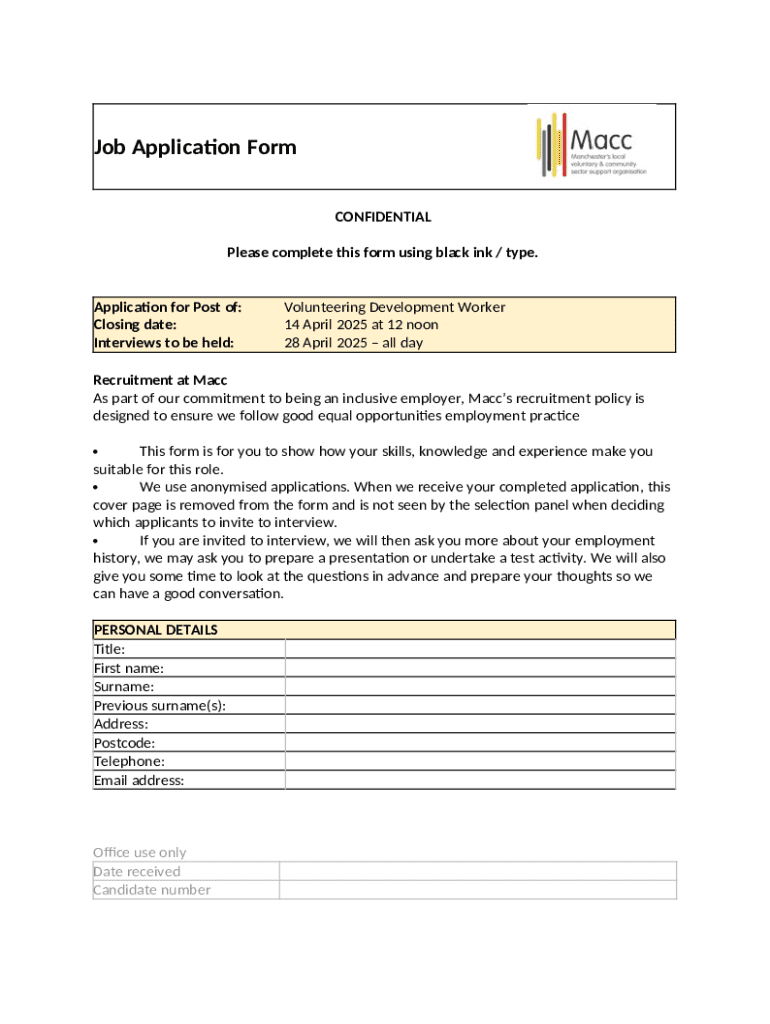 Job Application Doc Template | pdfFiller