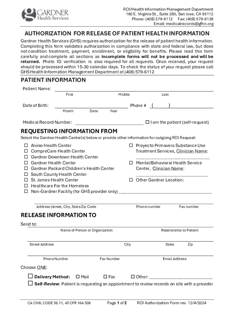 Fillable Online Authorization for Release of Patient Health Information ...