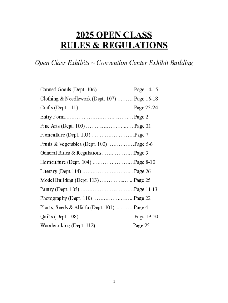 Fillable Online 2025 Franklin County Fair Open Class Fax Email Print ...