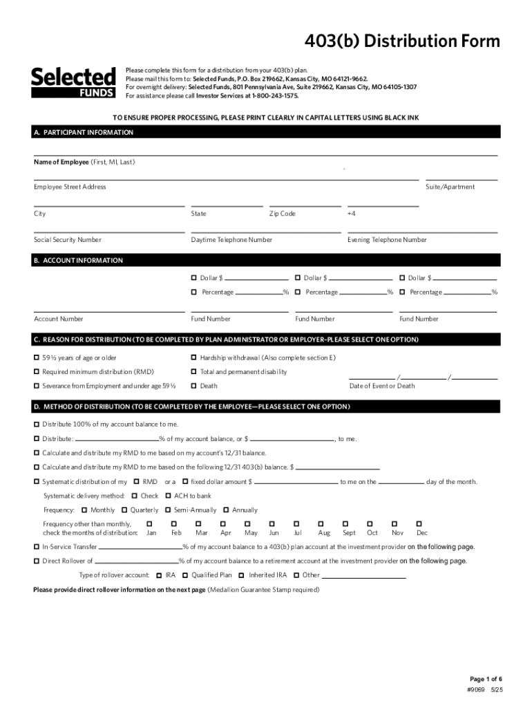 Fillable Online 403(b) Distribution Form Fax Email Print - pdfFiller
