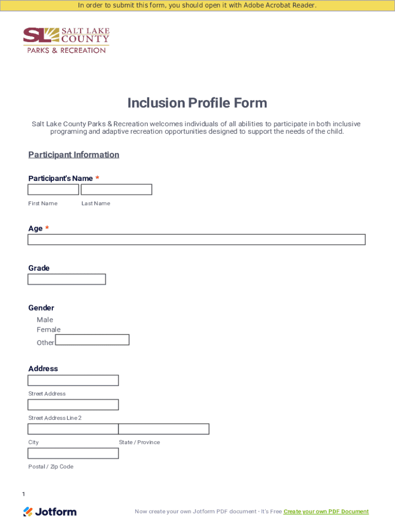 Fillable Online Inclusion Profile Form Fax Email Print - pdfFiller