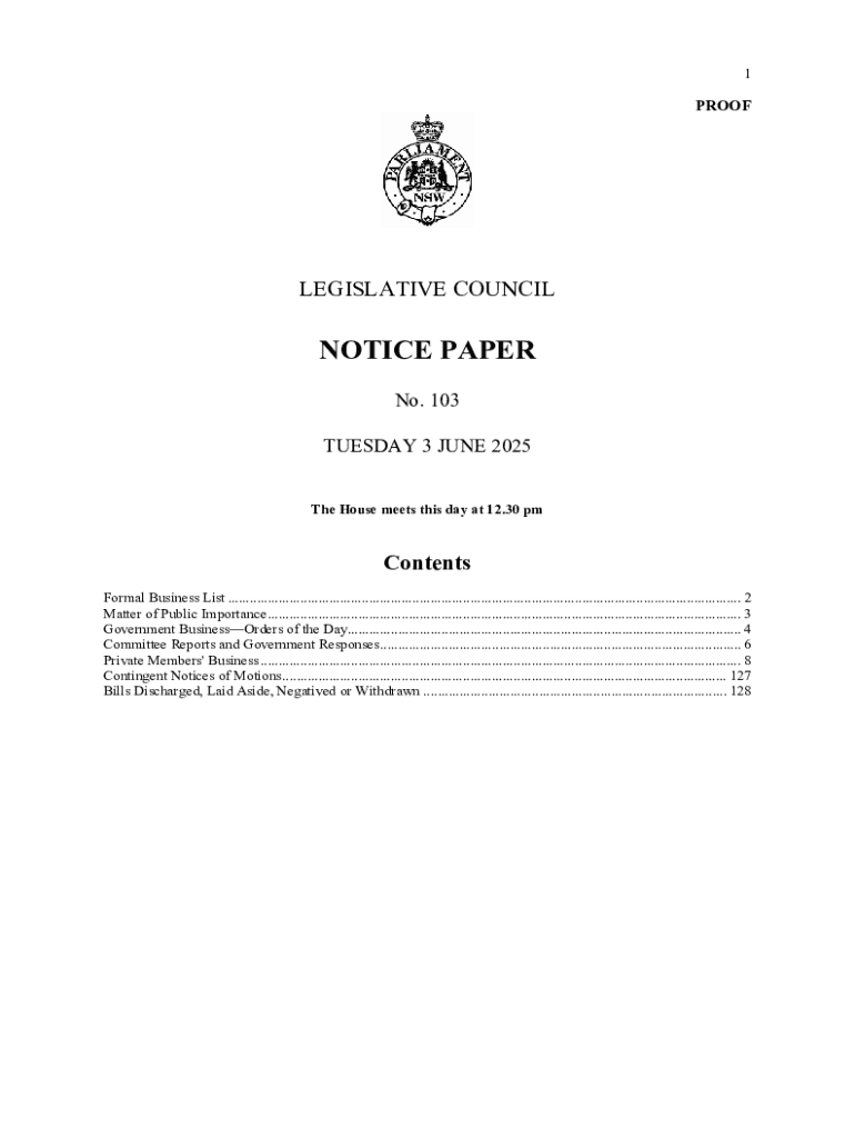 Fillable Online Legislative Council Notice Paper Fax Email Print - pdfFiller