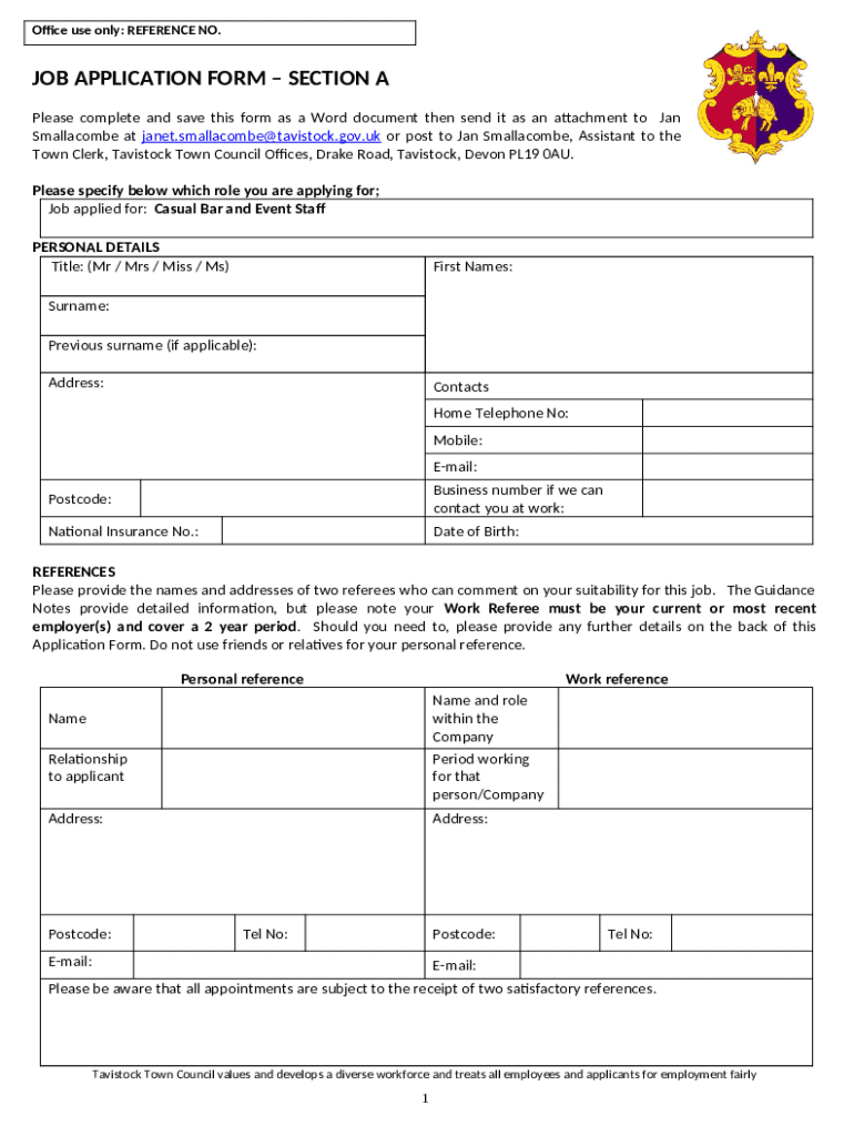 Job Application Doc Template | pdfFiller