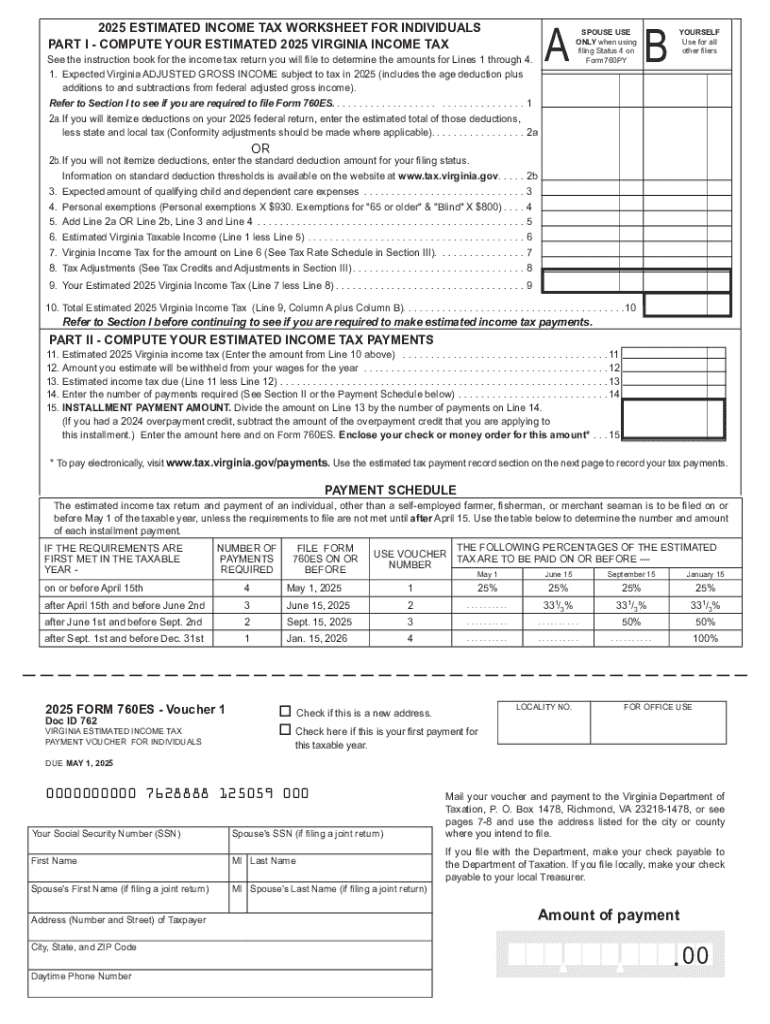 Fillable Online 2025 Virginia Estimated Income Tax Worksheet Fax Email ...