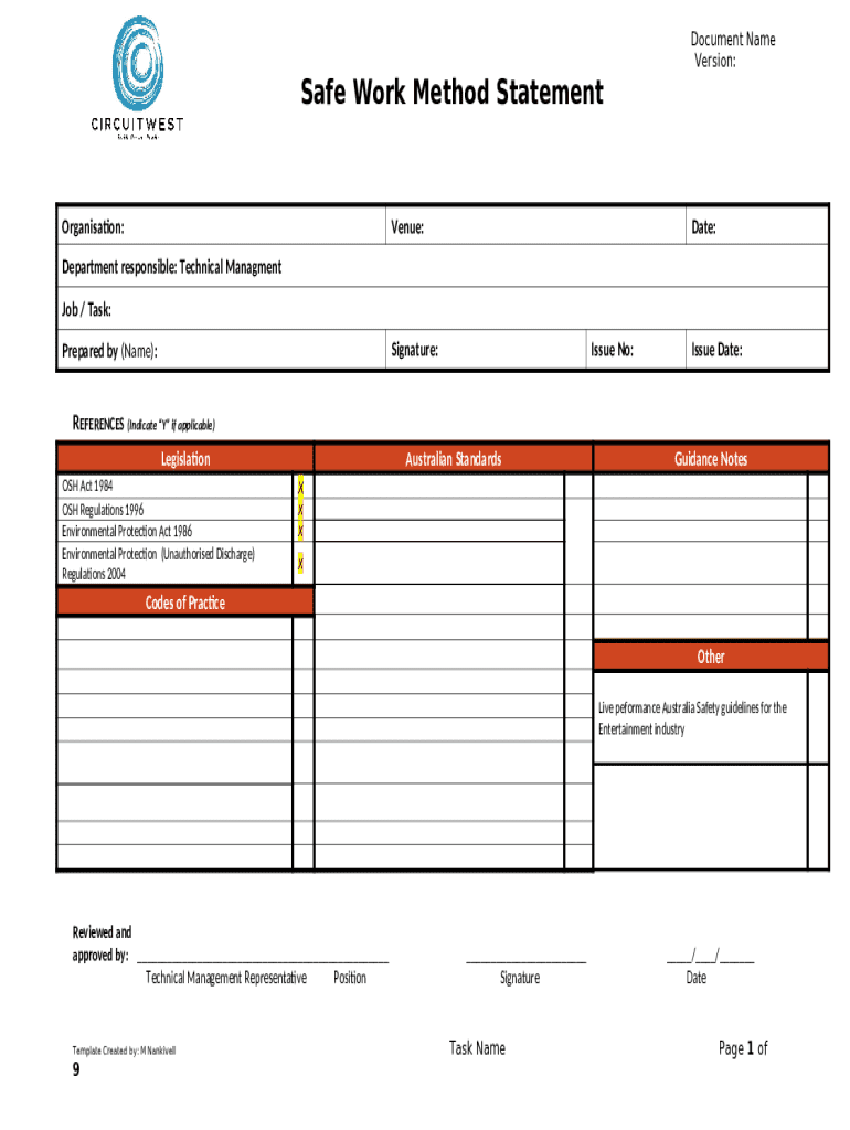How To Create a Safe Work Method Statement +Examples Doc Template | pdfFiller