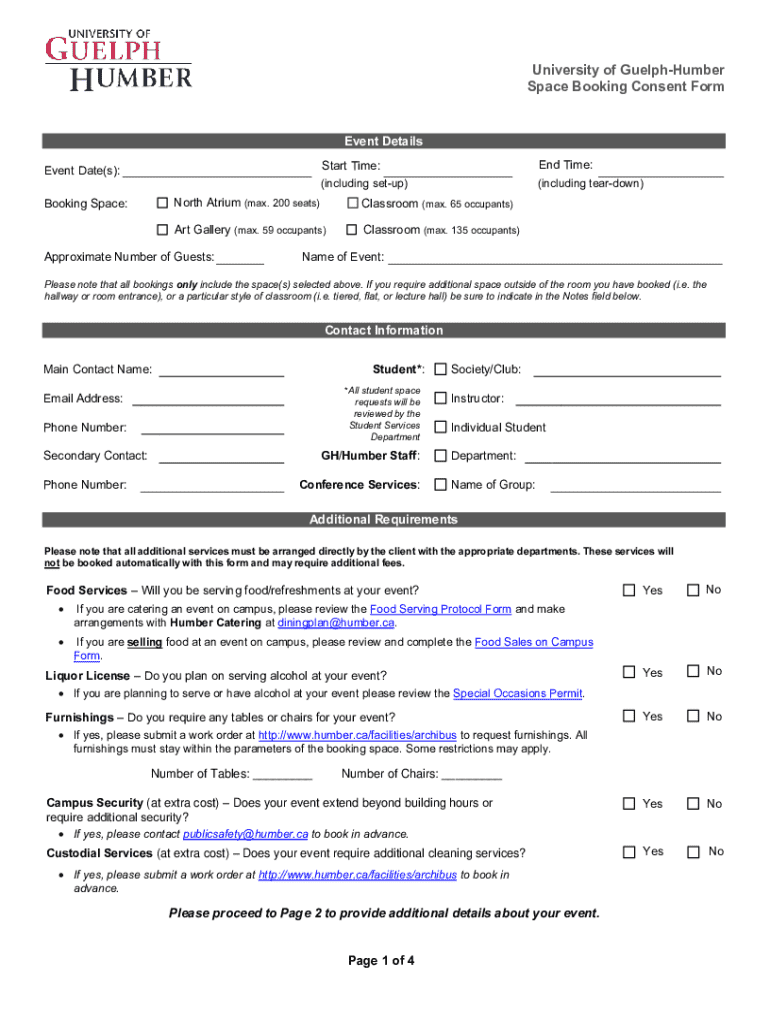 Fillable Online Space Booking Consent Form Fax Email Print - pdfFiller