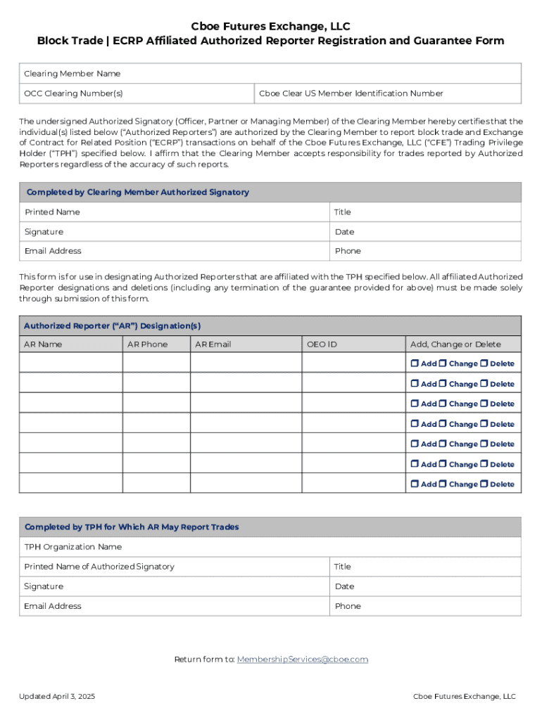 Fillable Online Block Trade | Ecrp Affiliated Authorized Reporter Registration and Guarantee ...