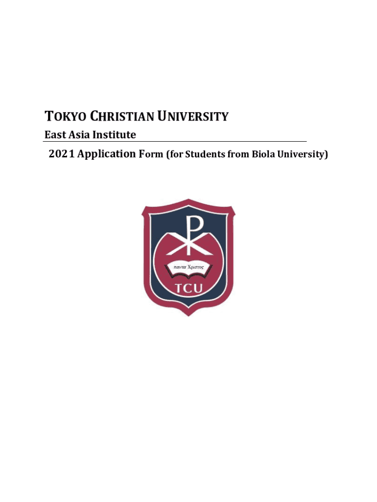 Fillable Online 2021 East Asia Institute Application (biola University ...