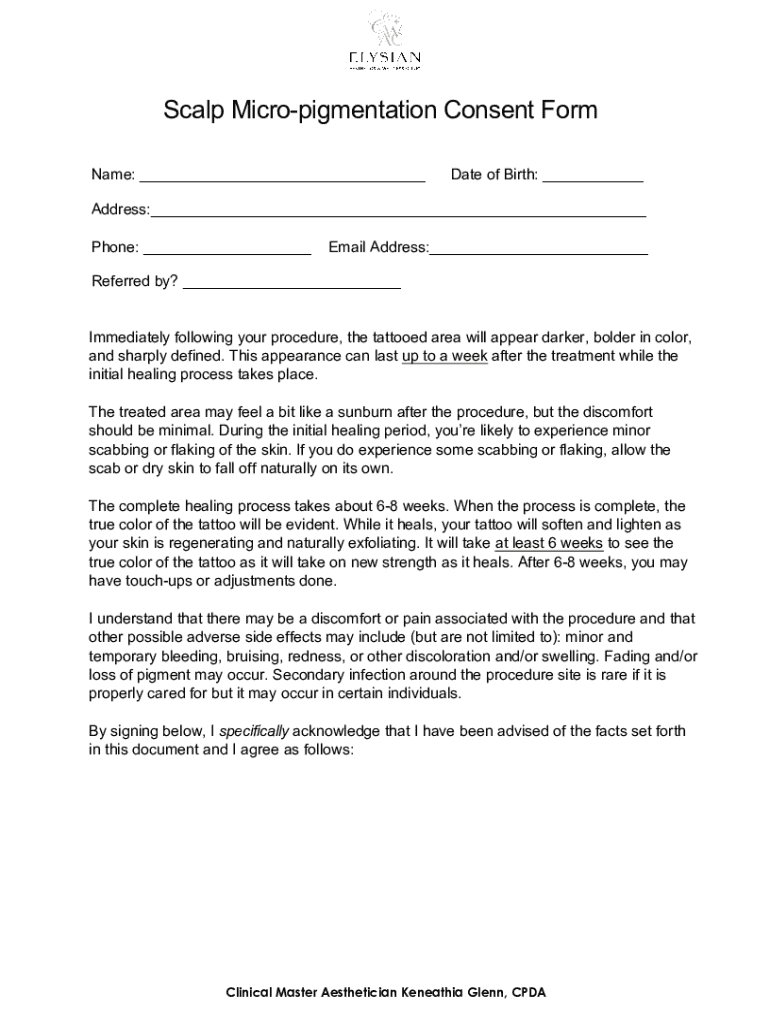 Fillable Online Scalp Micro-pigmentation Consent Form Fax Email Print ...