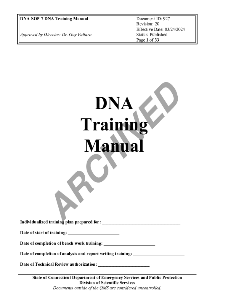 Fillable Online Dna Training Manual Fax Email Print - pdfFiller