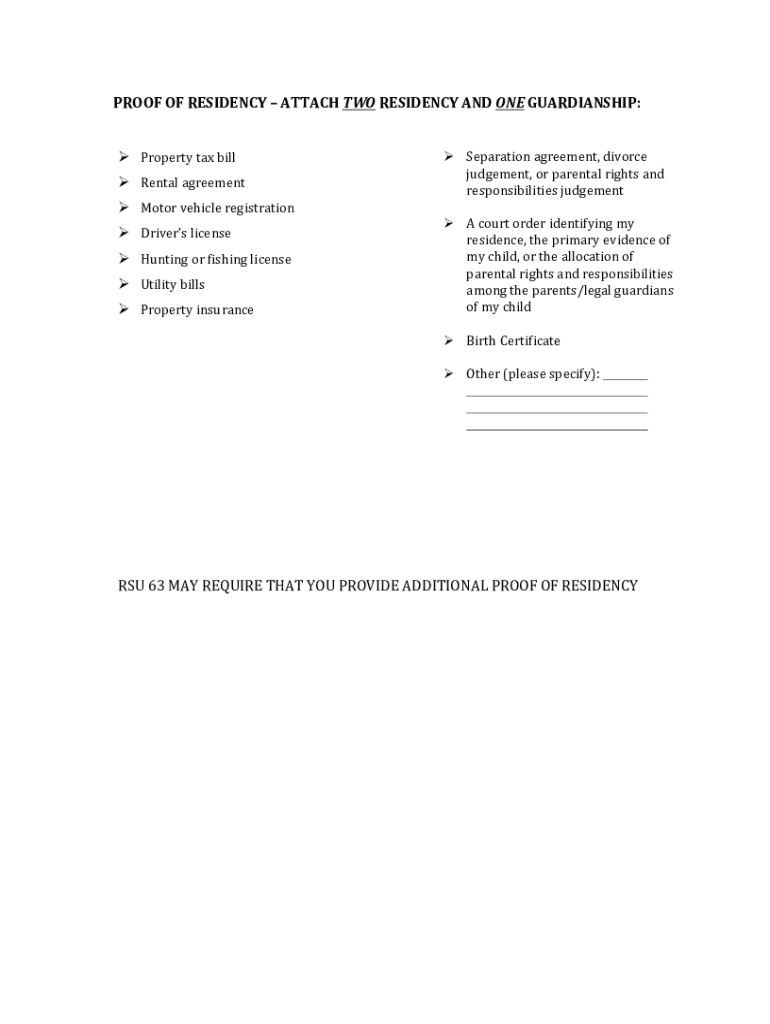 Fillable Online Regional School Unit #63 Student Registration Form Fax ...