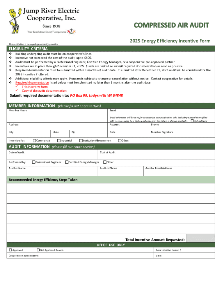 Fillable Online 2025 Energy Efficiency Incentive Form Fax Email Print - pdfFiller