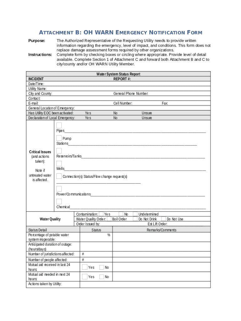 Attachment B: Oh Warn Emergency Notification Doc Template | pdfFiller